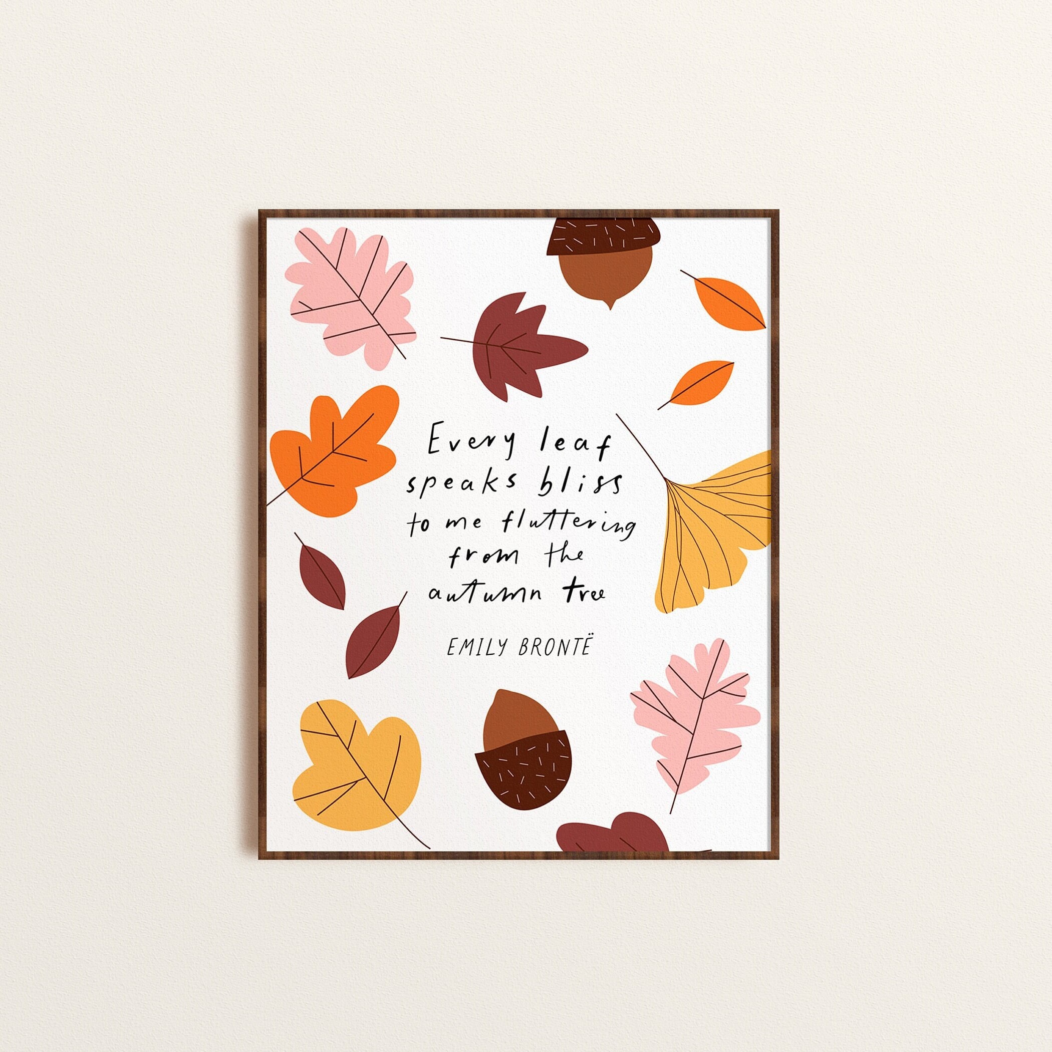 Falling Leaves Poster, Fall Printable Quote, Autumn Illustration, Emily ...