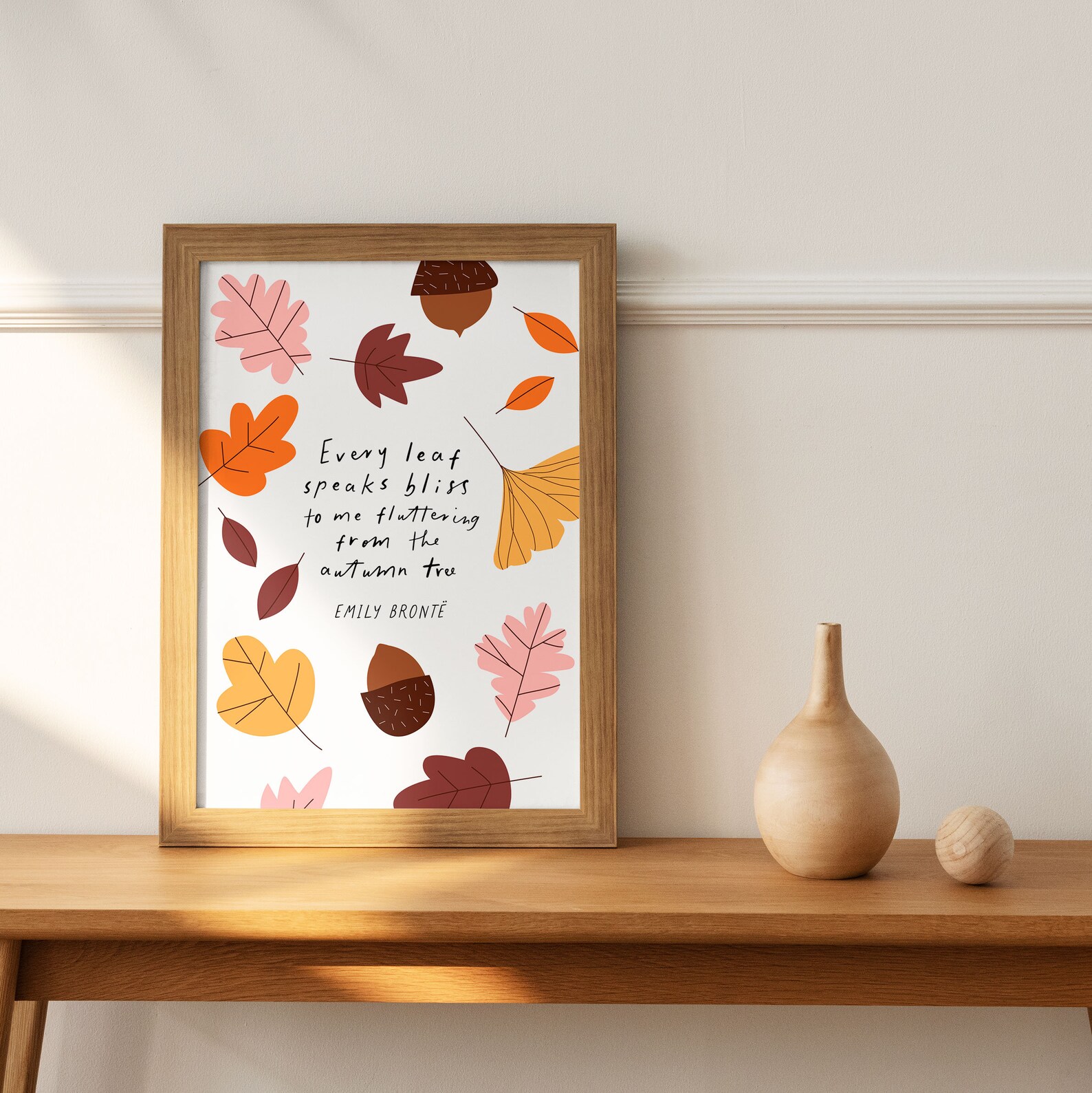 Falling Leaves Poster, Fall Printable Quote, Autumn Illustration, Emily ...