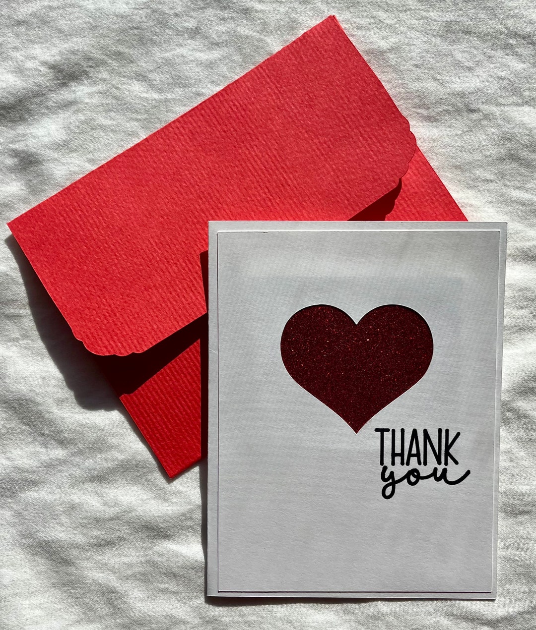 Heart Thank You Card - Etsy