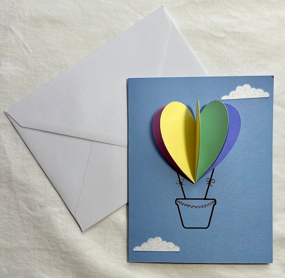 Heart Hot Air Balloon Card Etsy