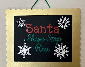 Santa Please Stop Here Sign - Etsy