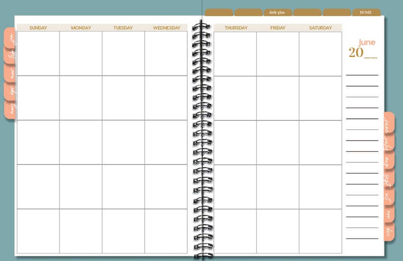 Digital Planner Template for Indesign Blue, DIY Digital Planner ...