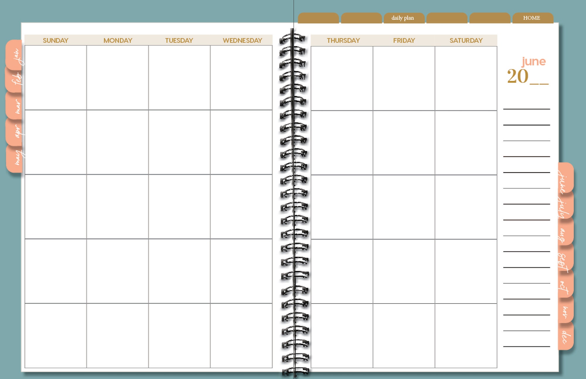 Digital Planner Template for Indesign Blue, DIY Digital Planner ...