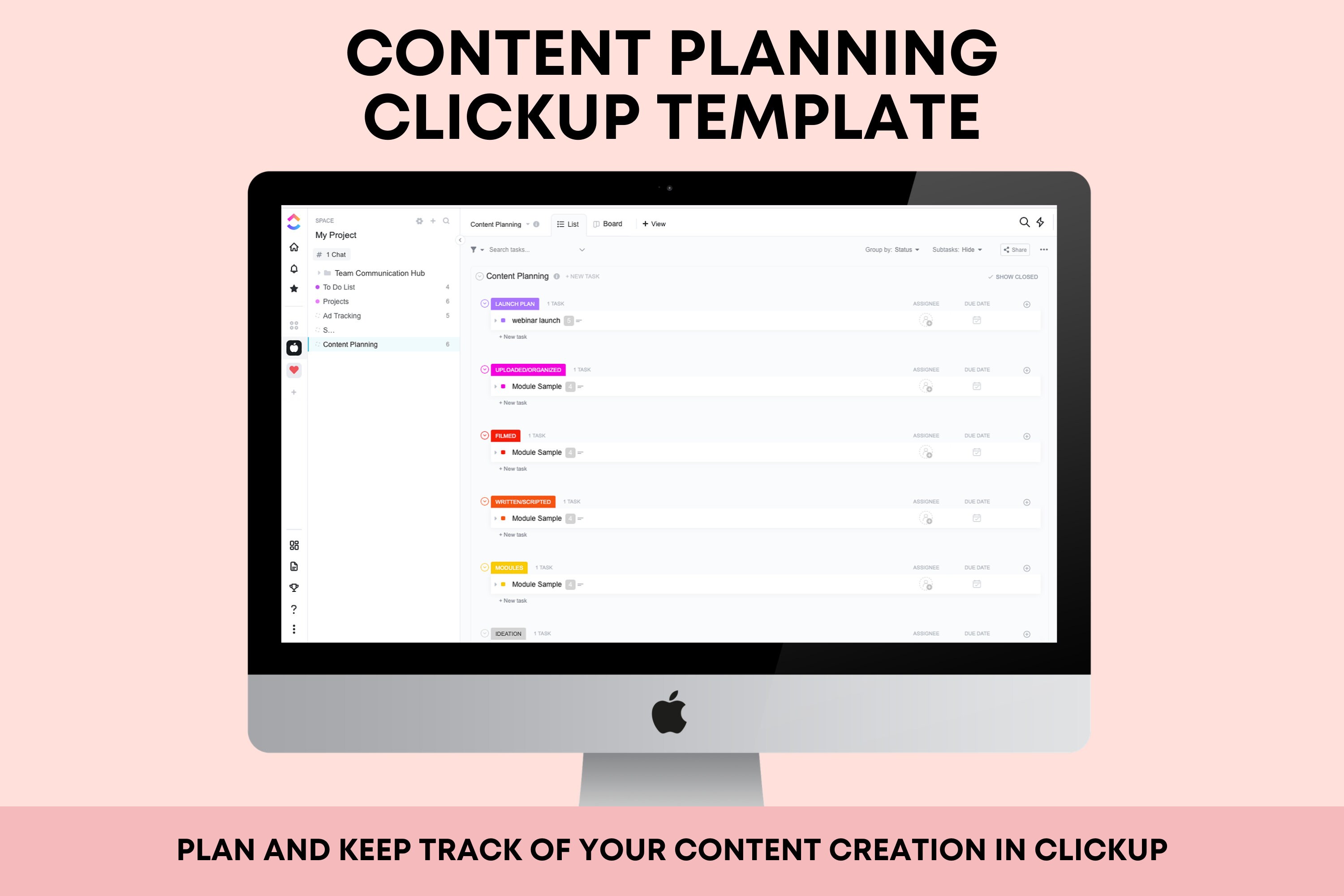 Content Planning Clickup Template Content Planning Template | Etsy