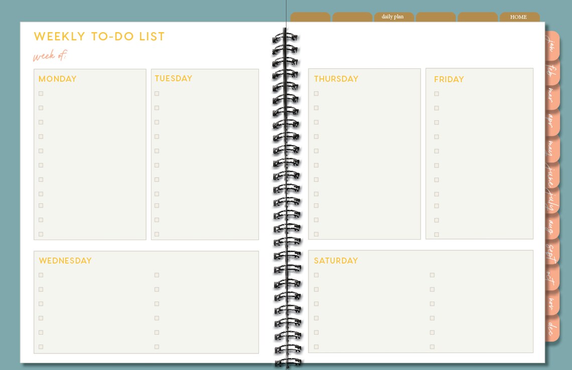 Digital Planner Template for Indesign Blue, DIY Digital Planner ...