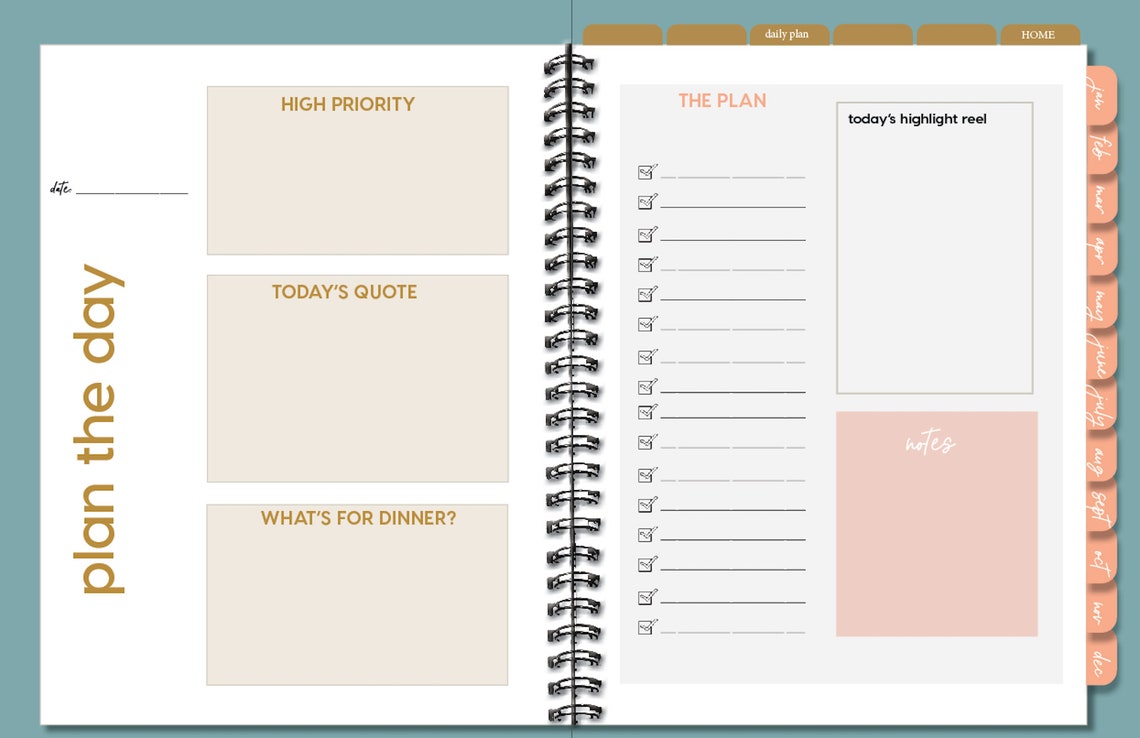 Digital Planner Template for Indesign Blue, DIY Digital Planner ...