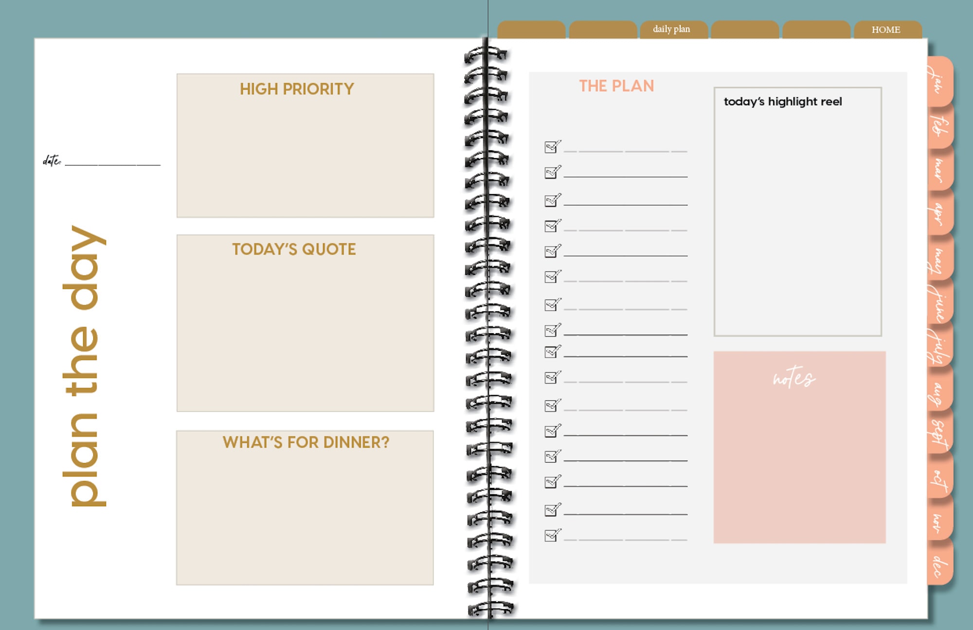 Digital Planner Template for Indesign Blue, DIY Digital Planner ...