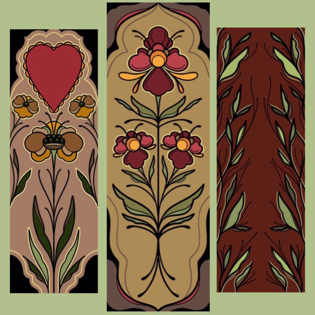 5-colored “floral” Printout Bookmark Pack - Etsy
