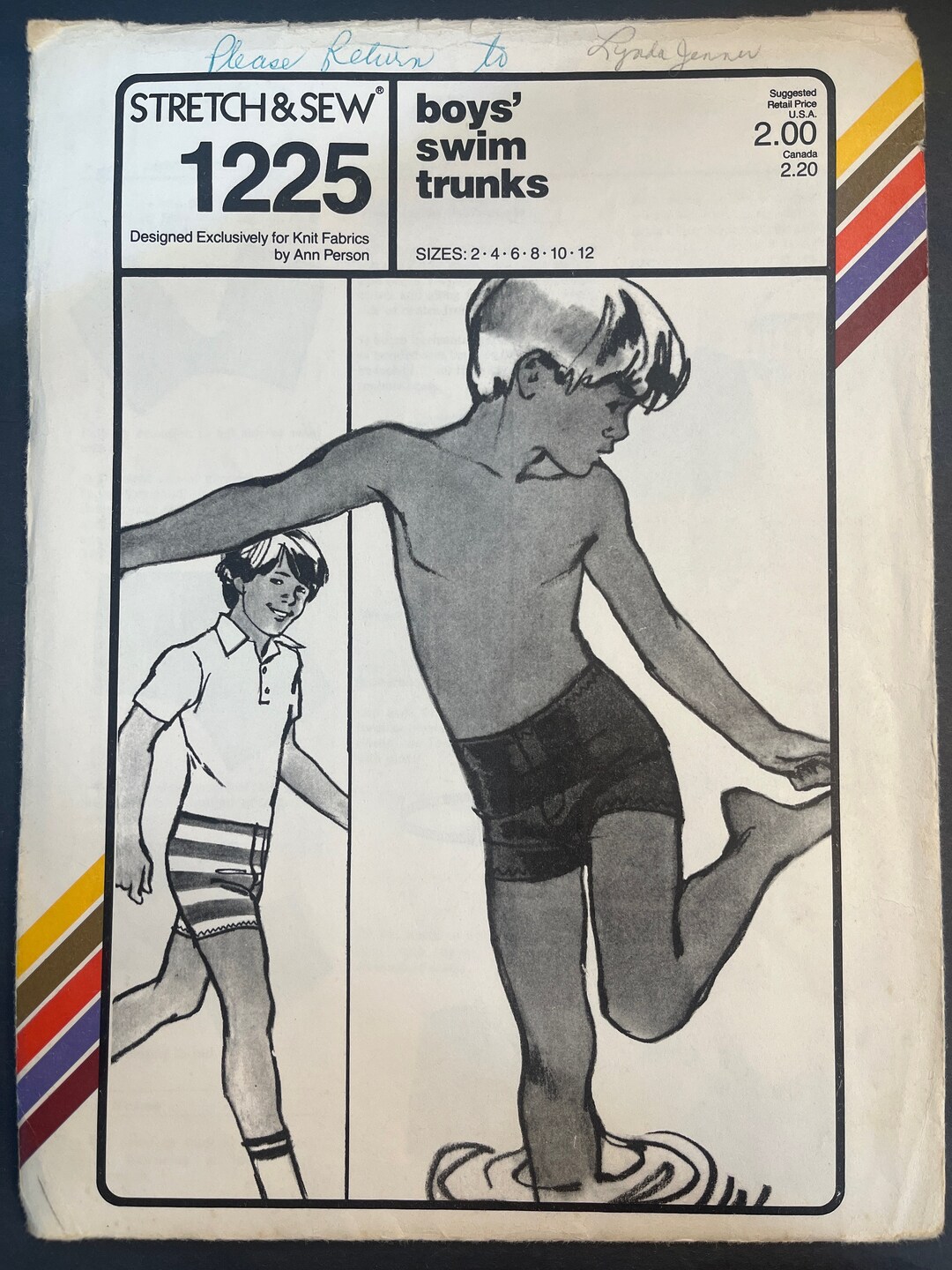Boys Swim Trunks Sewing Pattern Stretch & Sew 1225 Uncut Size 2 4 6 8 ...