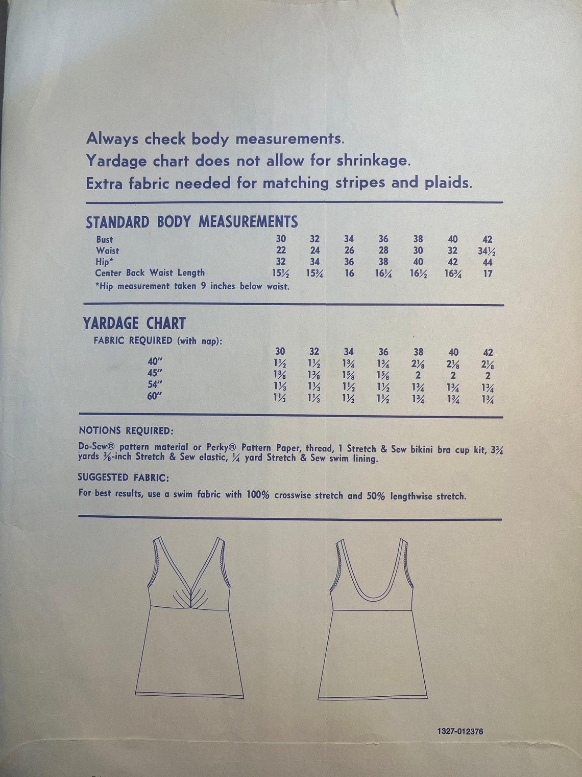 Sun and Swim Suit Vintage 1976 Womens Misses Swimwear Sewing Pattern ...
