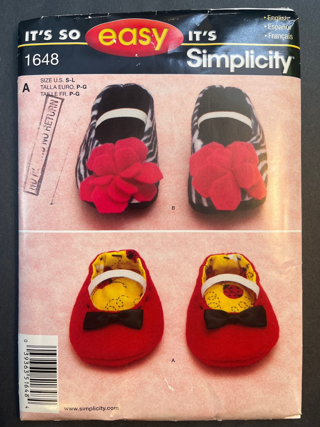 Baby Shoes Sewing Pattern Simplicity 1648 Uncut Size S M L - Etsy