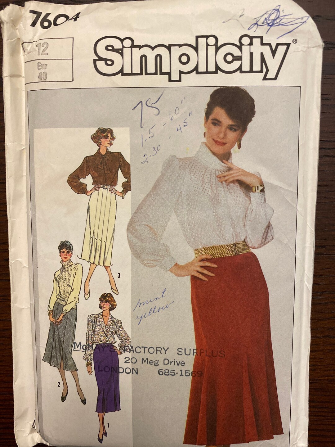Slim Fitting Gored Skirts Womens Misses Sewing Pattern Simplicity 7604 ...