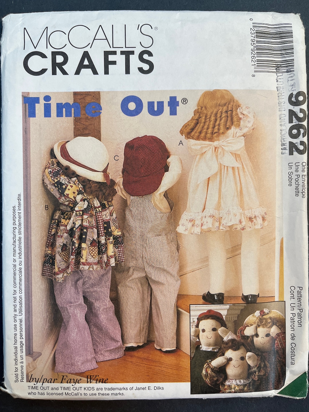 Time Out Dolls and Clothes Craft Sewing Pattern Mccalls 9262 Uncut Size ...