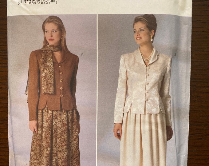 Fitted Top Slightly Flared Skirt and Scarf Womens Misses Sewing Pattern ...