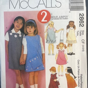 Childrens A-line Jumper and Bag Girls Sewing Pattern Mccalls 2862 Uncut ...