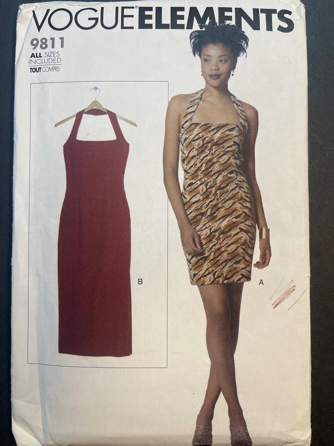 Close Fitting Straight Halter Dress Womens Misses Sewing Pattern Vogue ...