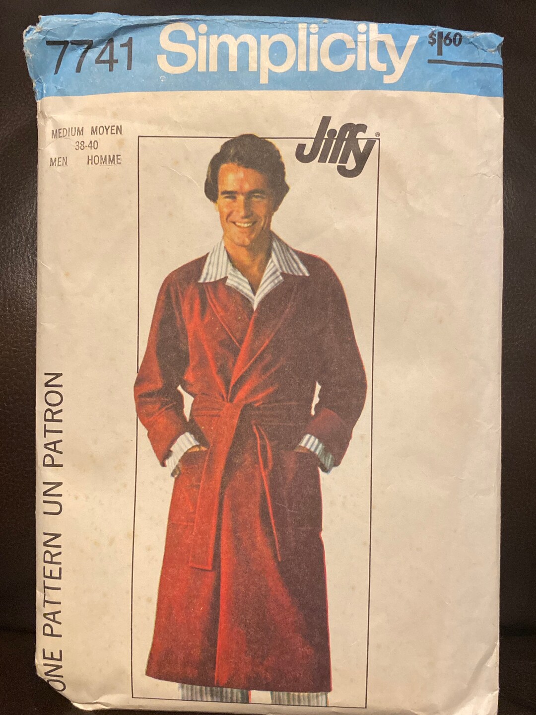 Front Wrap Robe With Shawl Collar and Pockets Vintage 1976 Mens Sewing ...