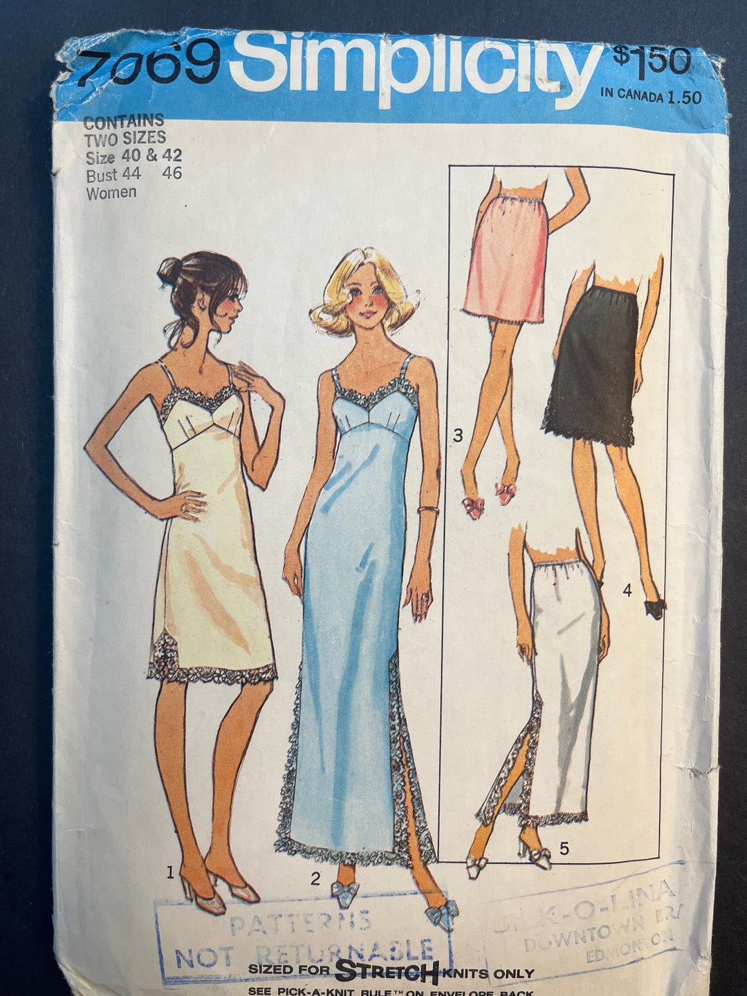 Cut View 1 and 3 Only Slip and Half Slip Vintage 1975 Womens Misses ...