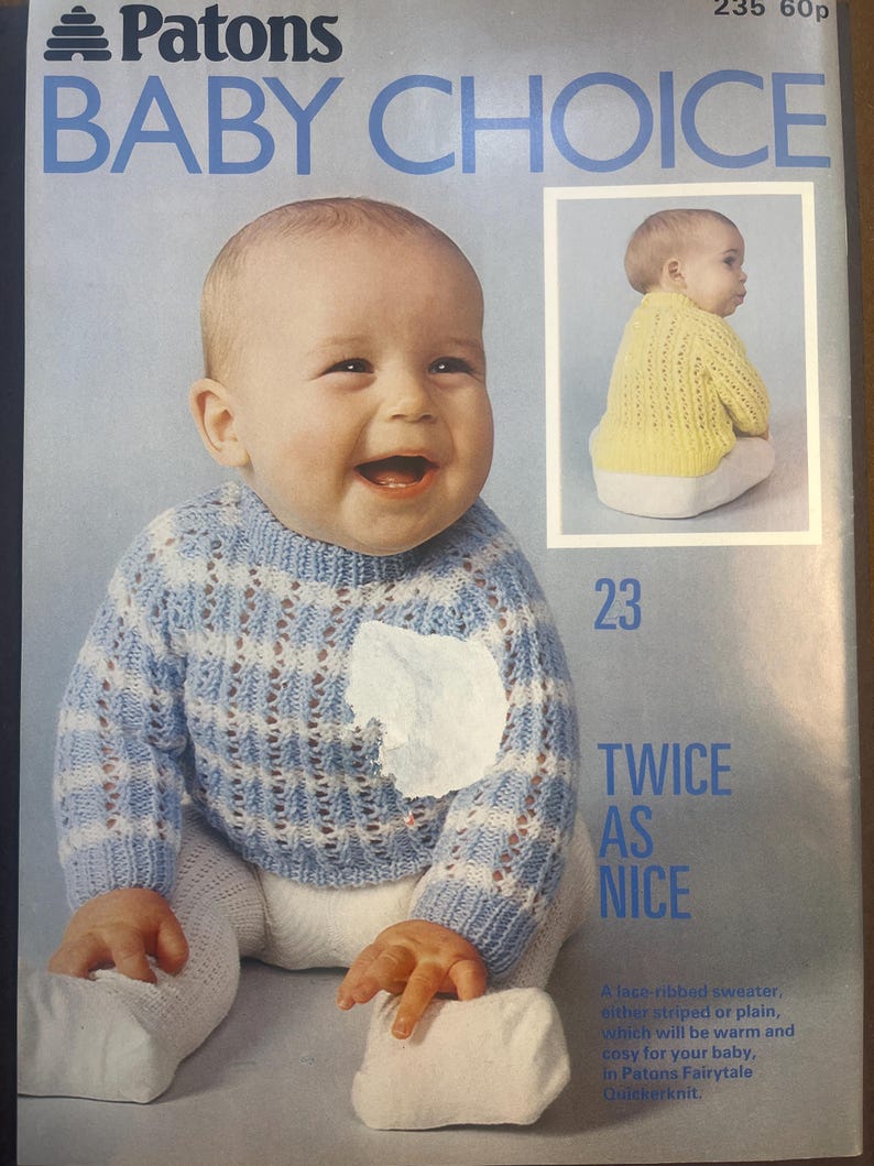 Infant Toddler Knitting Pattern Book Patons Baby Choice Book 235 ...