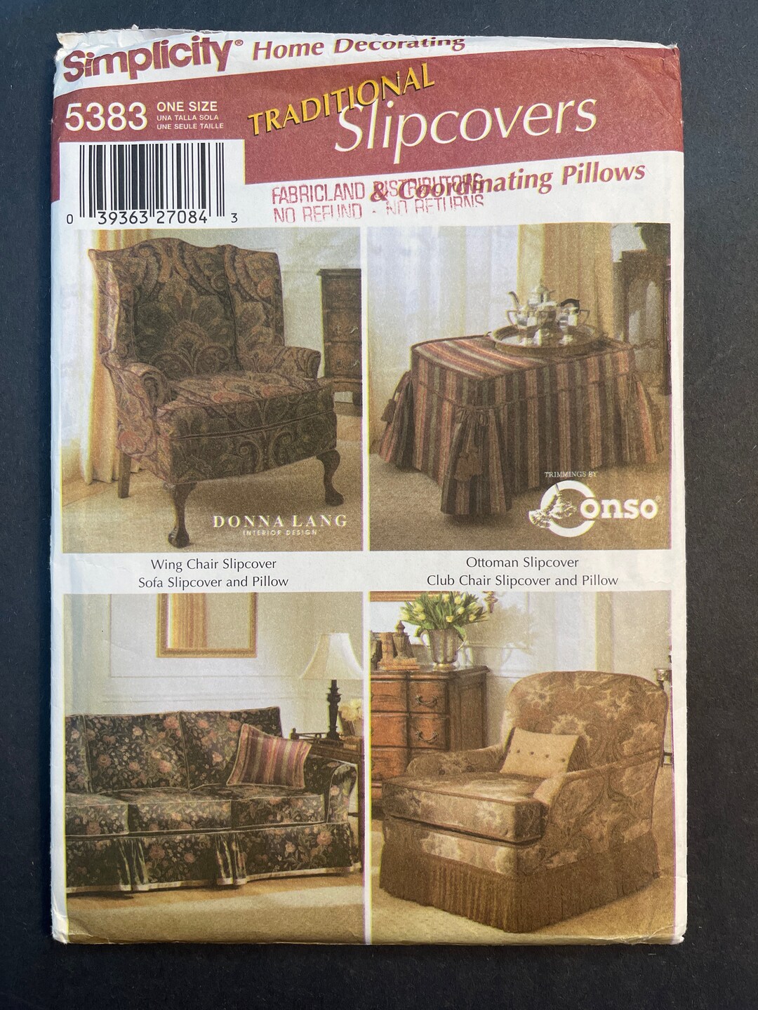 Traditional Slipcovers Chair Sofa Ottoman and Pillows Home Decor Sewing ...