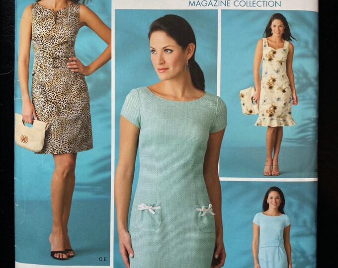 Lined Dress With Neckline Variations and Bag Womens Misses Sewing ...