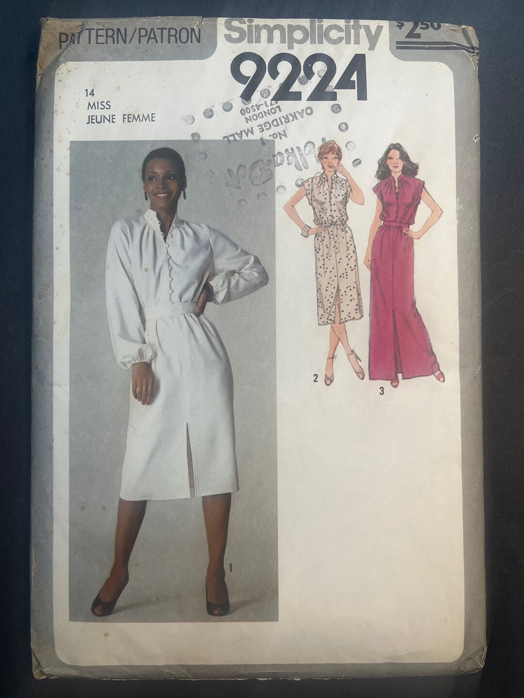 Cut Front Loop and Button Closing Dress Vintage 1979 Womens Sewing ...