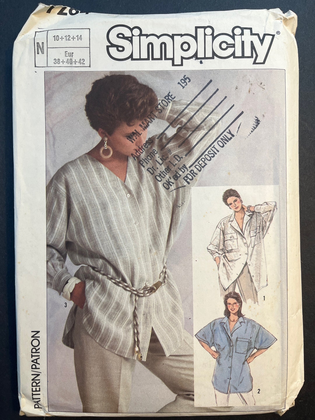 Very Loose Fitting Front Button Shirt Womens Misses Sewing Pattern ...