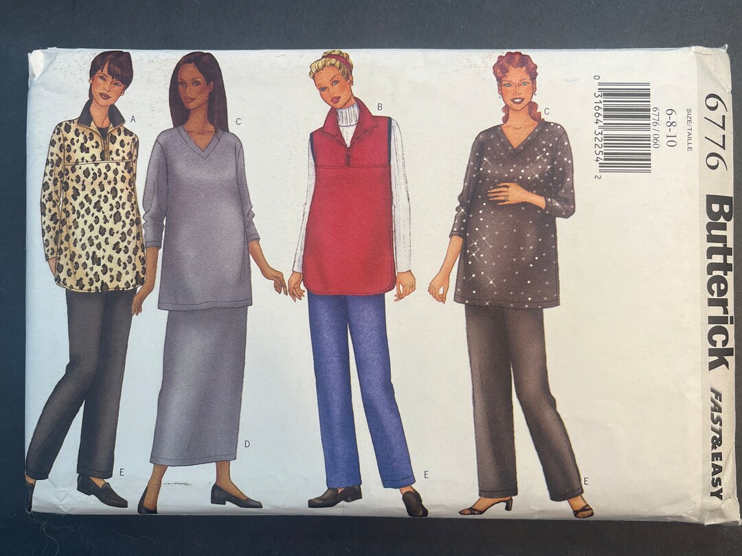 Maternity Jacket Vest Top Skirt and Pants Womens Misses Sewing Pattern ...