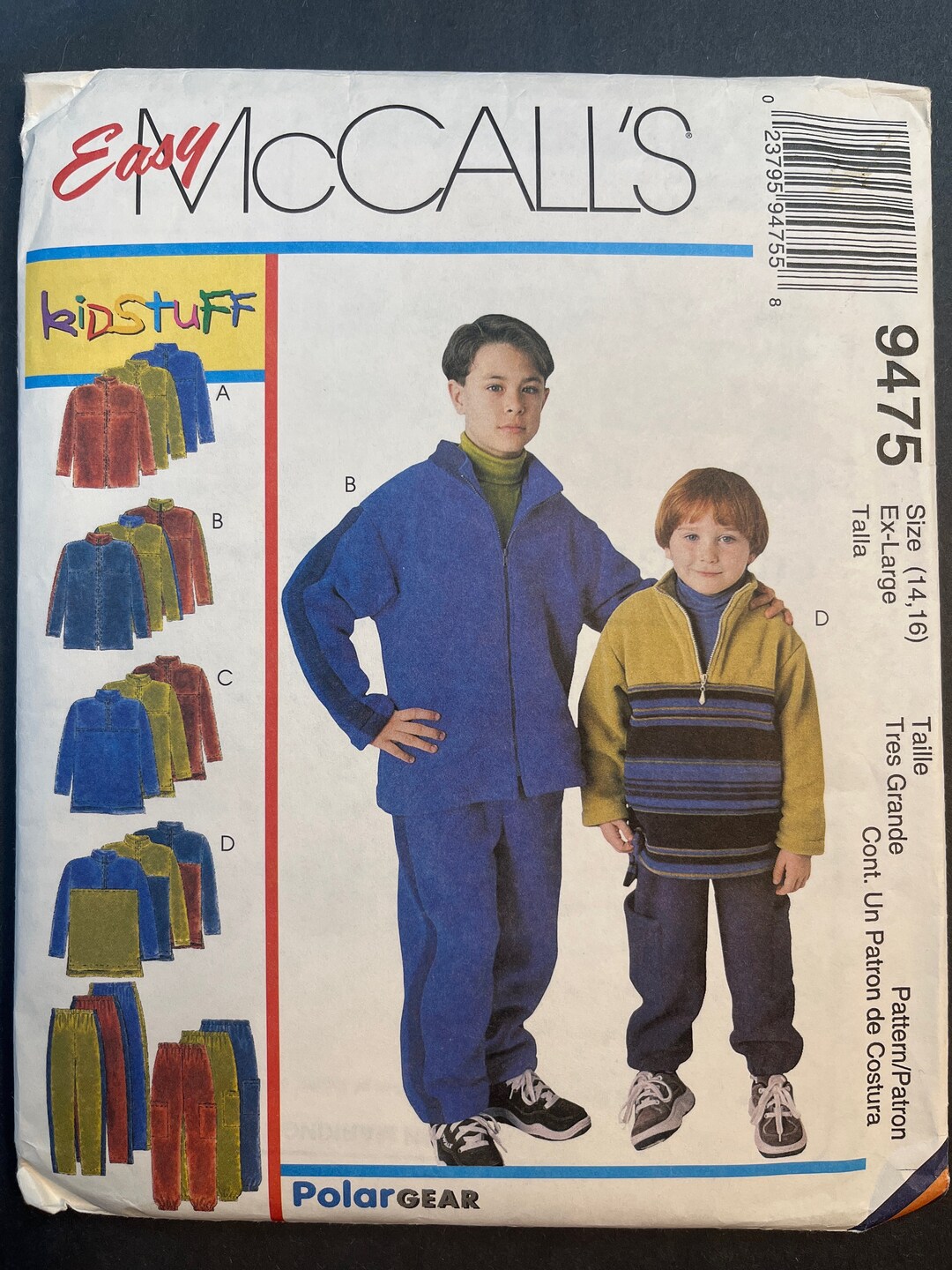 Fleece Jacket Top and Pants Boys Sewing Pattern Mccalls 9475 Uncut Size ...