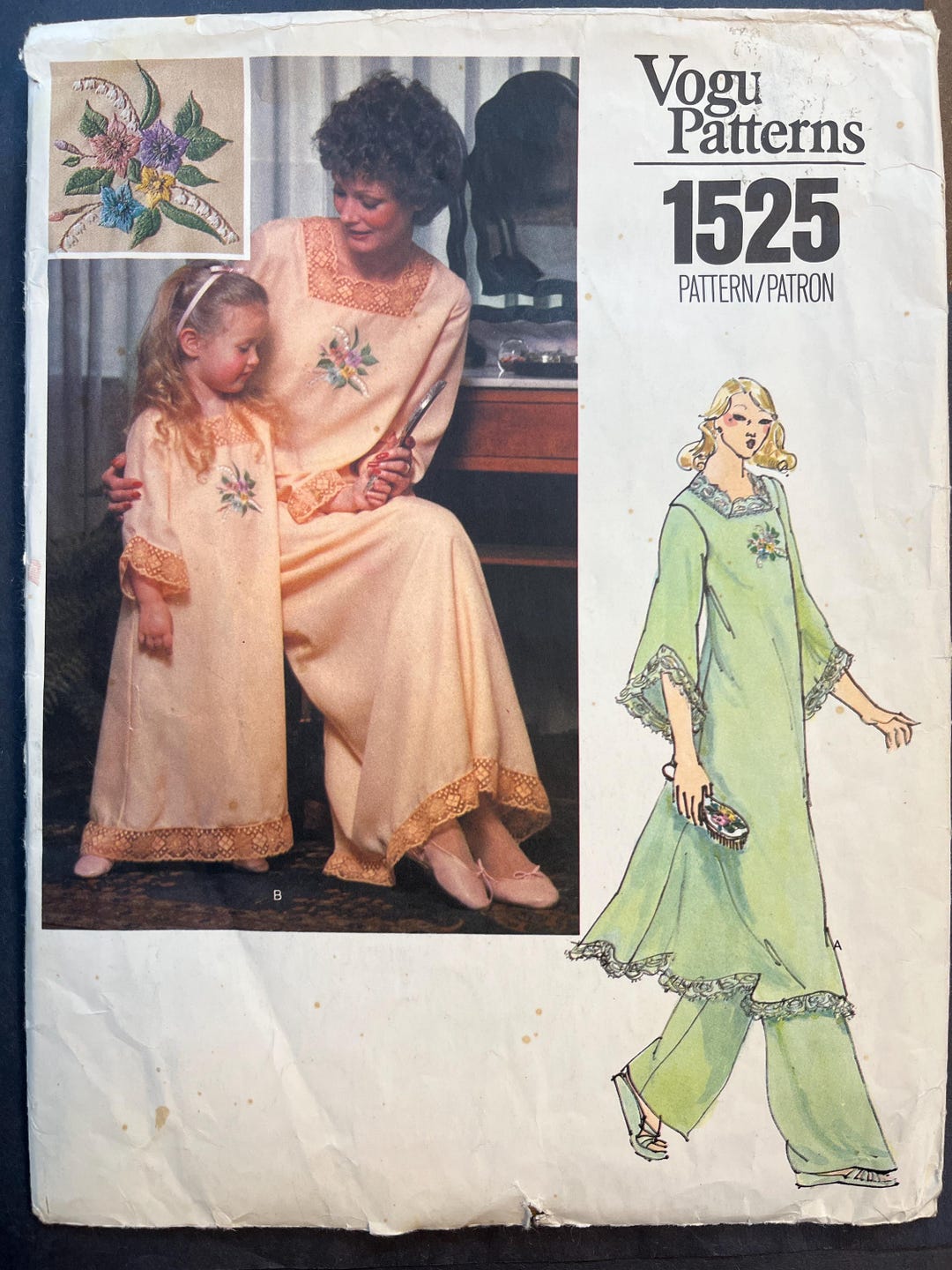 Loose Fitting A-line Gown and Pants Vintage Sleepwear Womens Misses ...