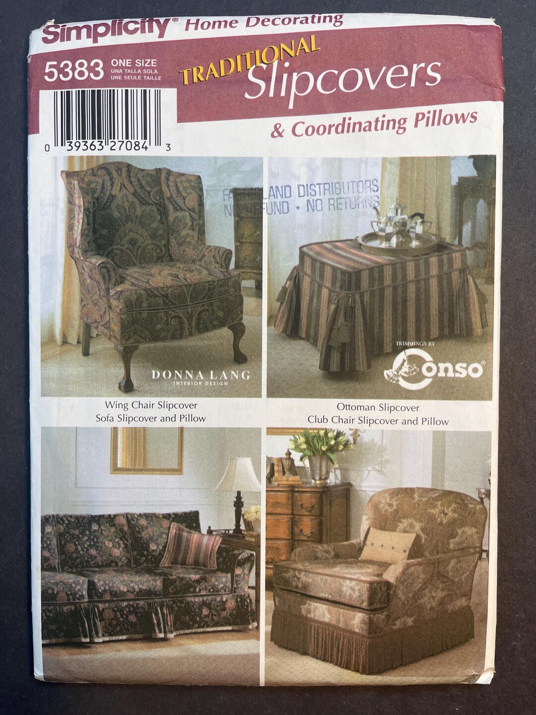 Traditional Slipcovers Chair Sofa Ottoman and Pillows Home Decor Sewing ...