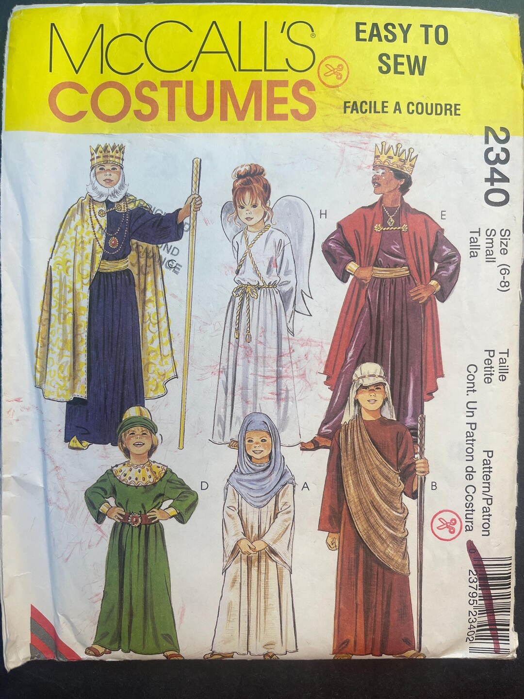 Childs Costume Dress up Sewing Pattern Mccalls 2340 Uncut Size Small 6 ...