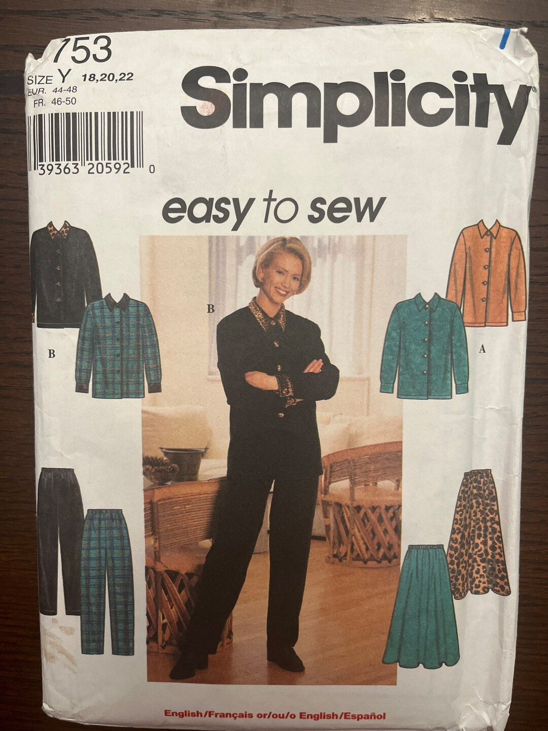 Long Sleeve Front Button Top Skirt and Pants Womens Misses Sewing ...