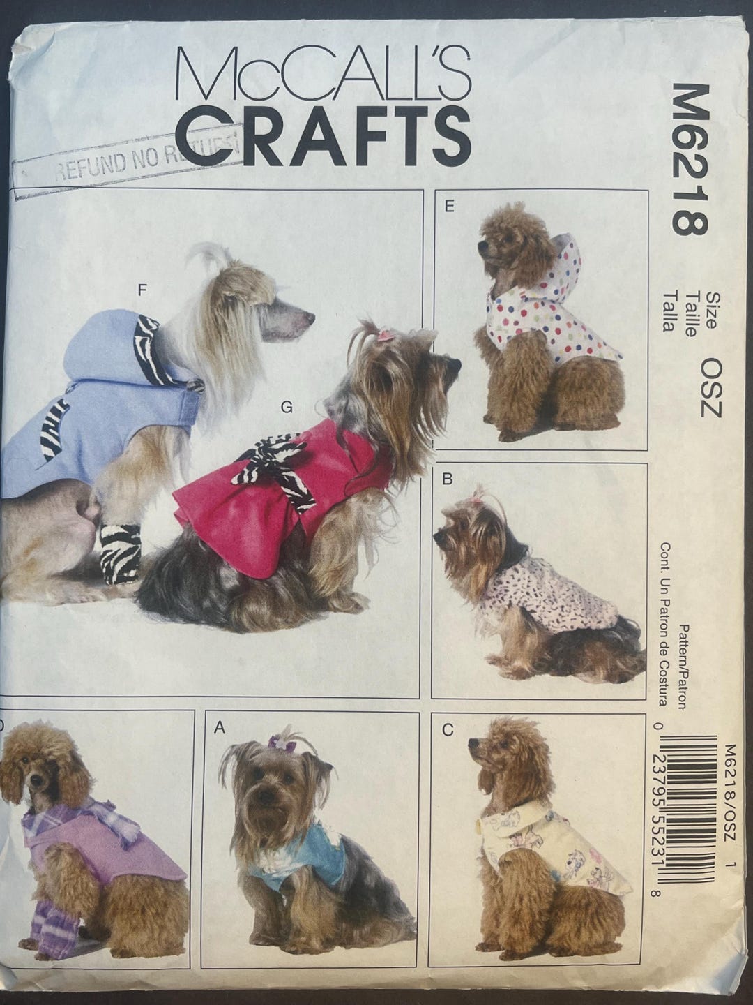 Vest and Coats Pet Clothes Dog Attire Sewing Pattern Mccalls 6218 Uncut ...