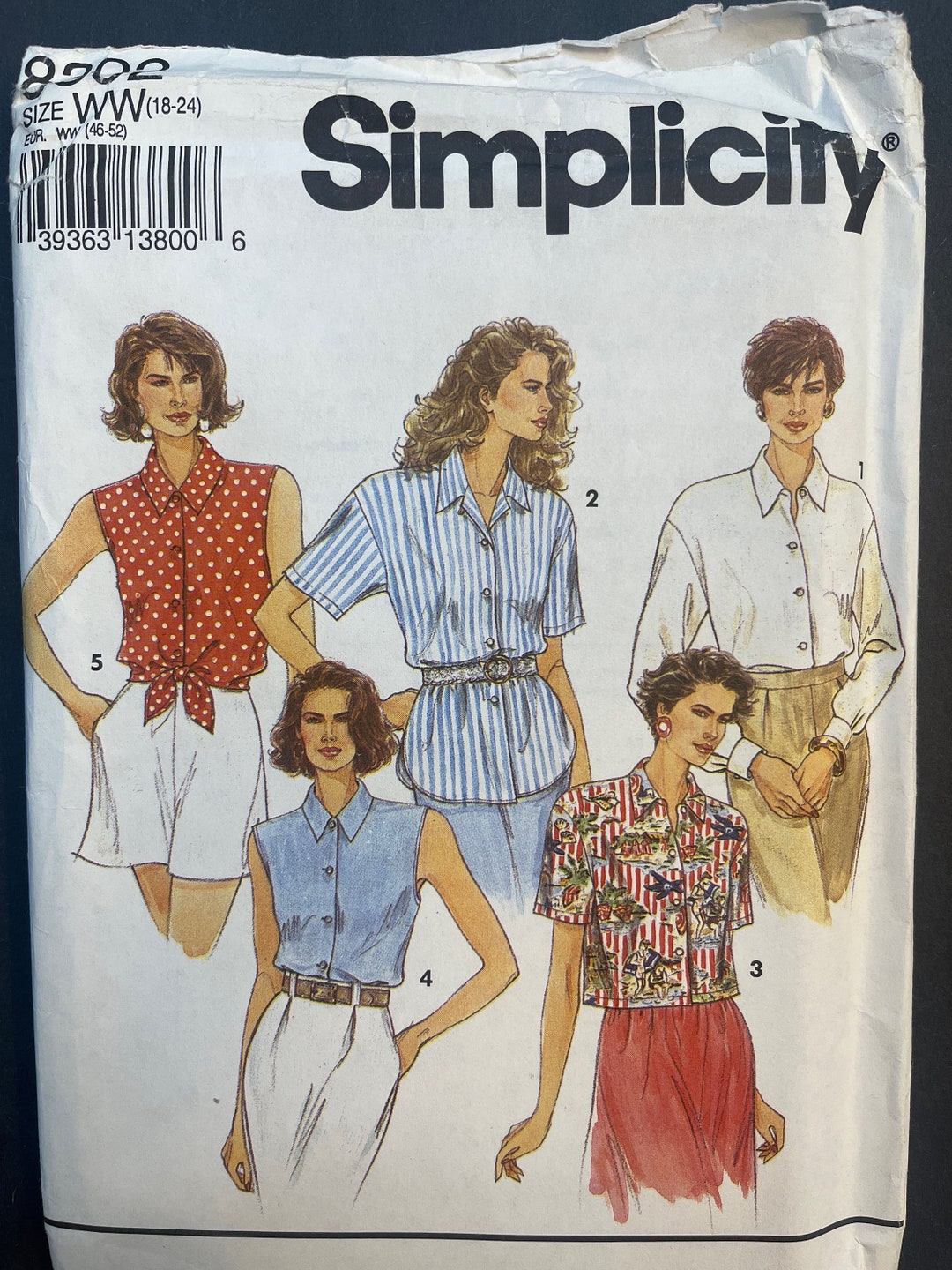Front Button Shirt in Five Variations Womens Misses Sewing Pattern ...