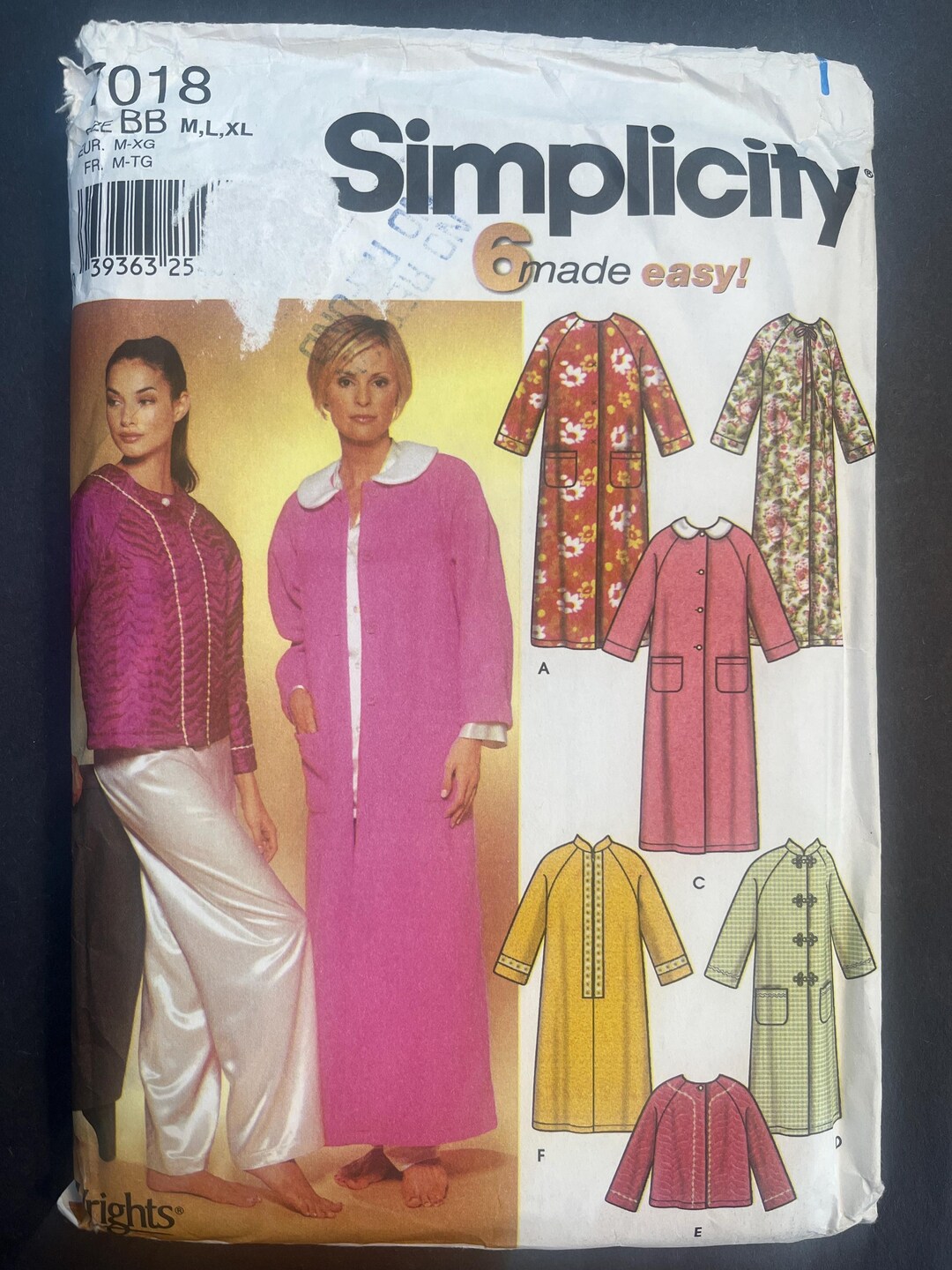 Robe in Two Lengths and Bed Jacket Womens Misses Sleepwear Sewing ...