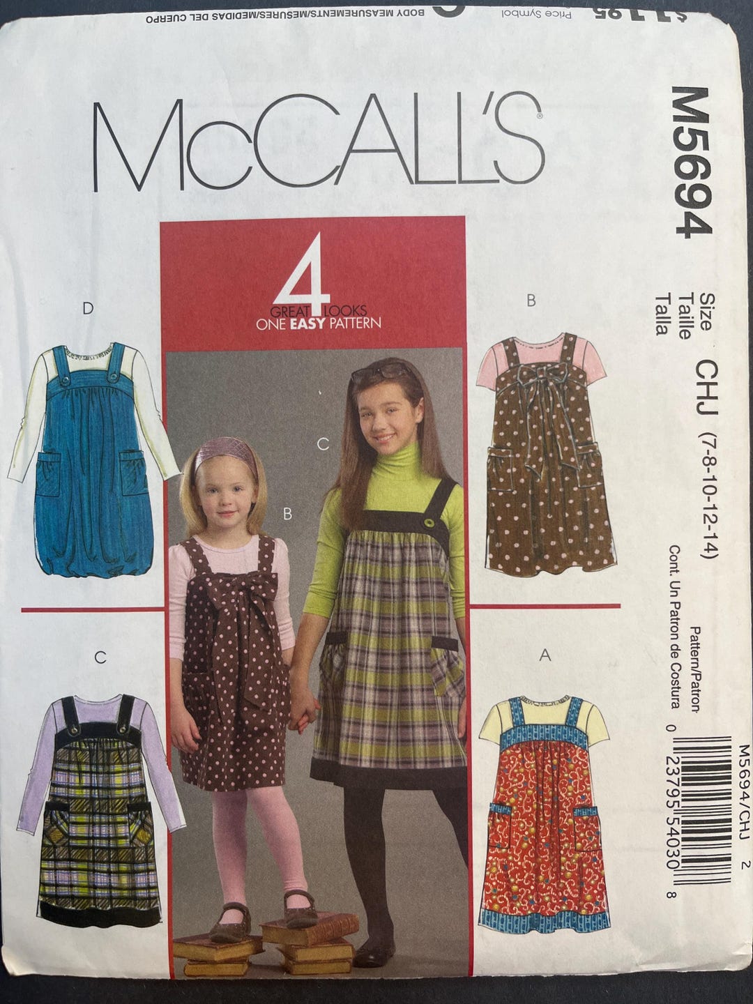 Loose Fitting A-line Jumper Girls Sewing Pattern Mccalls 5694 Uncut ...
