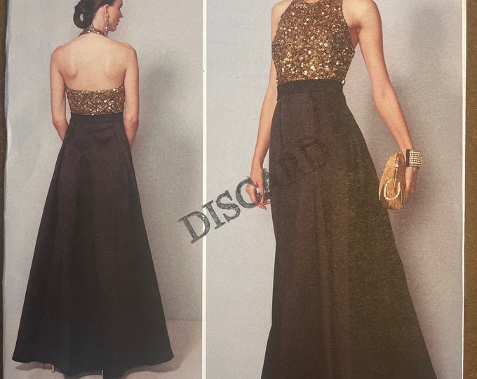 Halter Neckline Close Fitting Dress Womens Misses Sewing Pattern Vogue ...