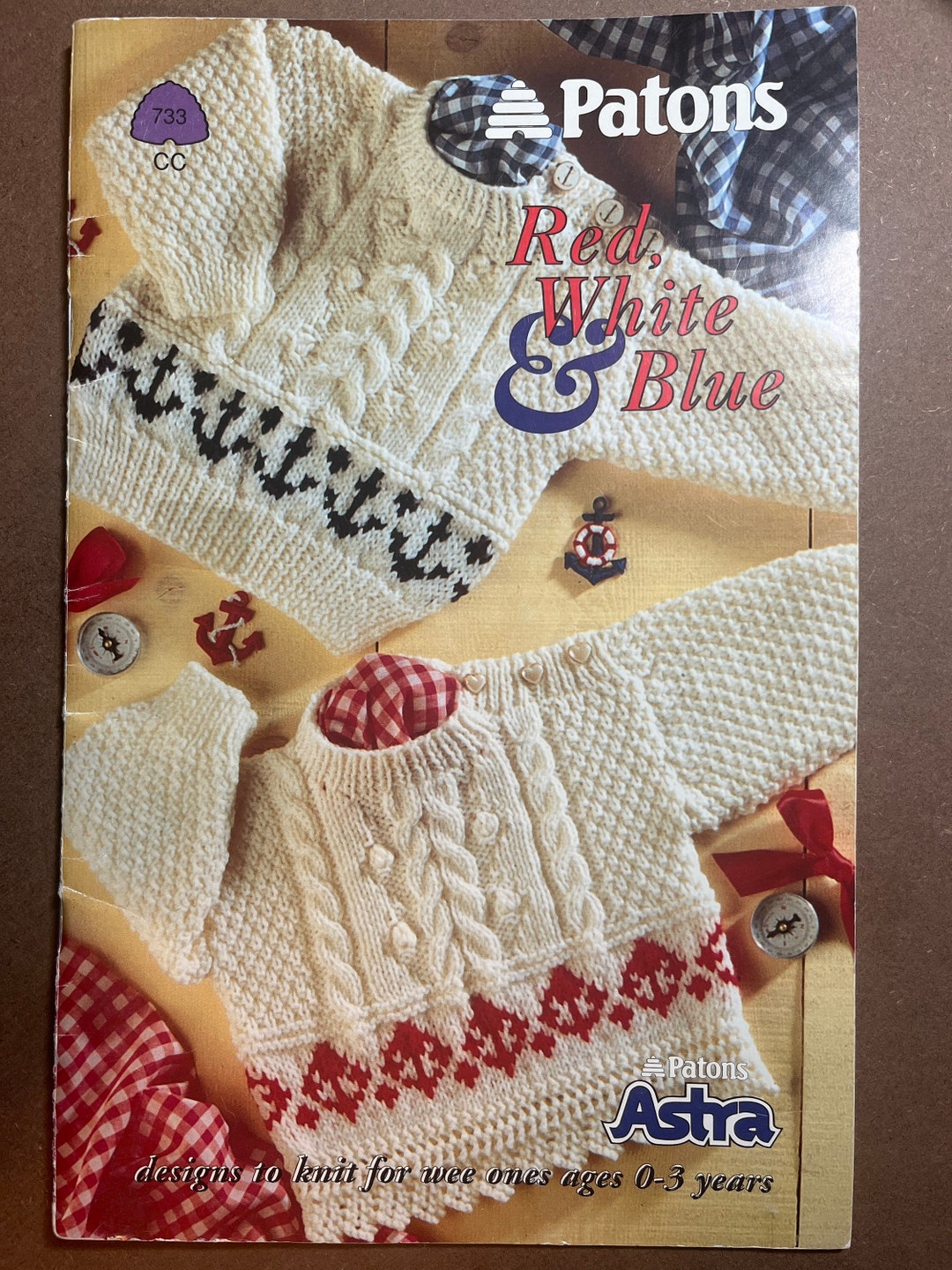 Infant Toddler Knitting Pattern Book Patons Red White and Blue Beehive ...