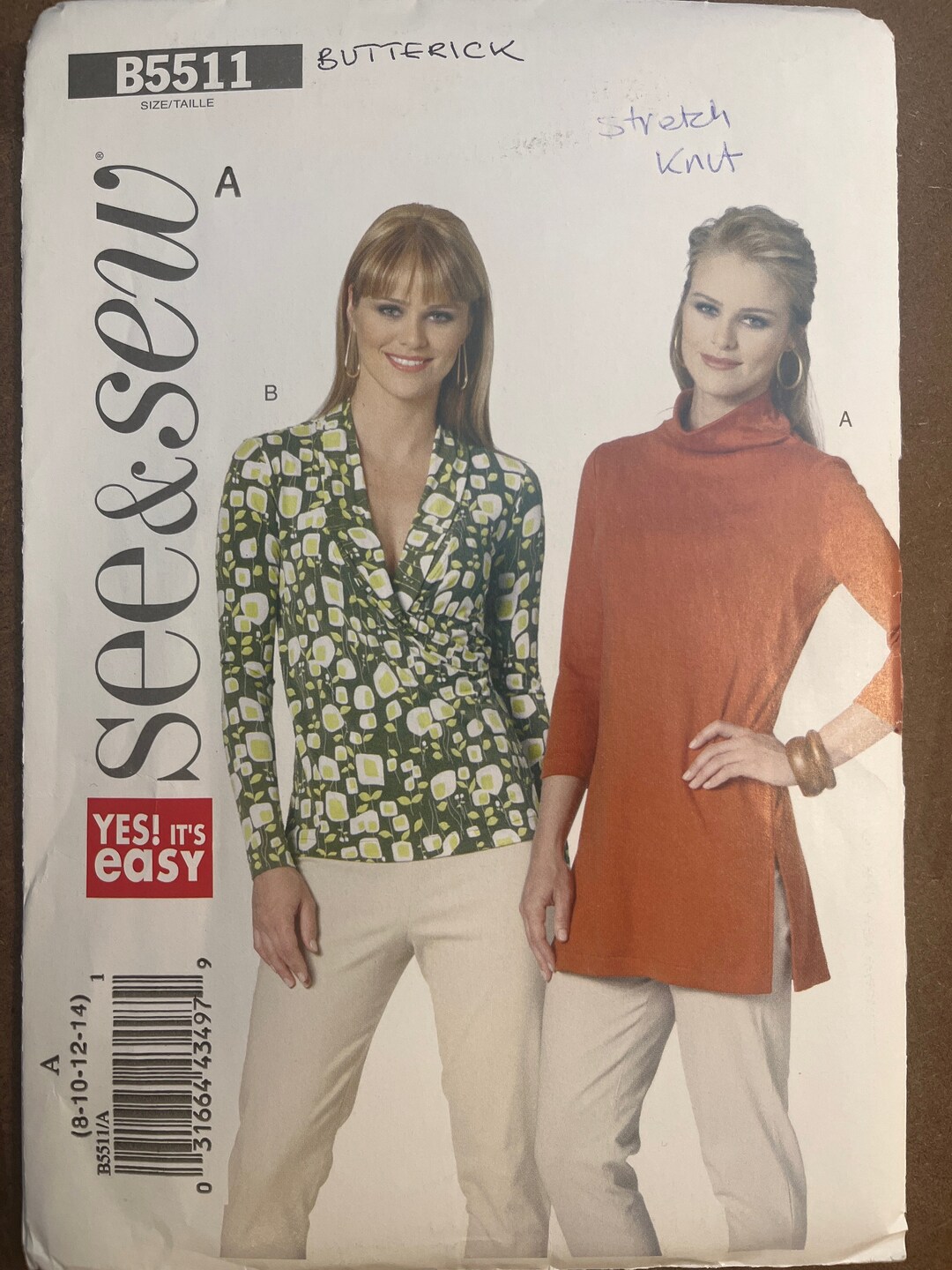 Fitted Tops Womens Misses Sewing Pattern Butterick See and Sew 5511 ...