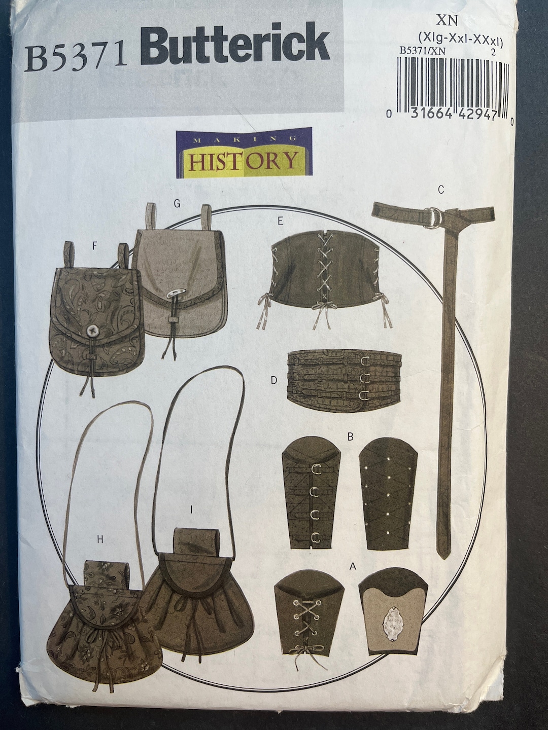 Historical Costume Sewing Pattern Wrist Bracers Corset Belt and Pouches ...