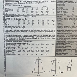 Childrens A-line Jumper and Bag Girls Sewing Pattern Mccalls 2862 Uncut ...