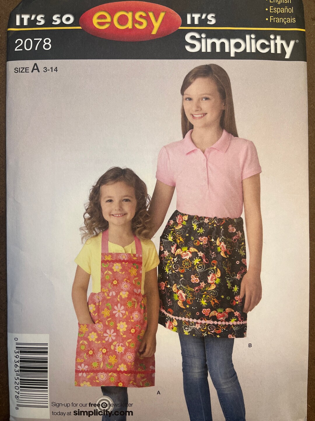 Childs and Girls Apron Girls Sewing Pattern Simplicity 2078 Uncut Size ...