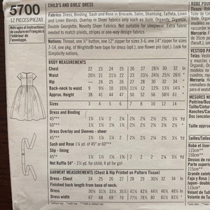 Childs Party Formal Fancy Dress Girls Sewing Pattern Simplicity 5700 ...