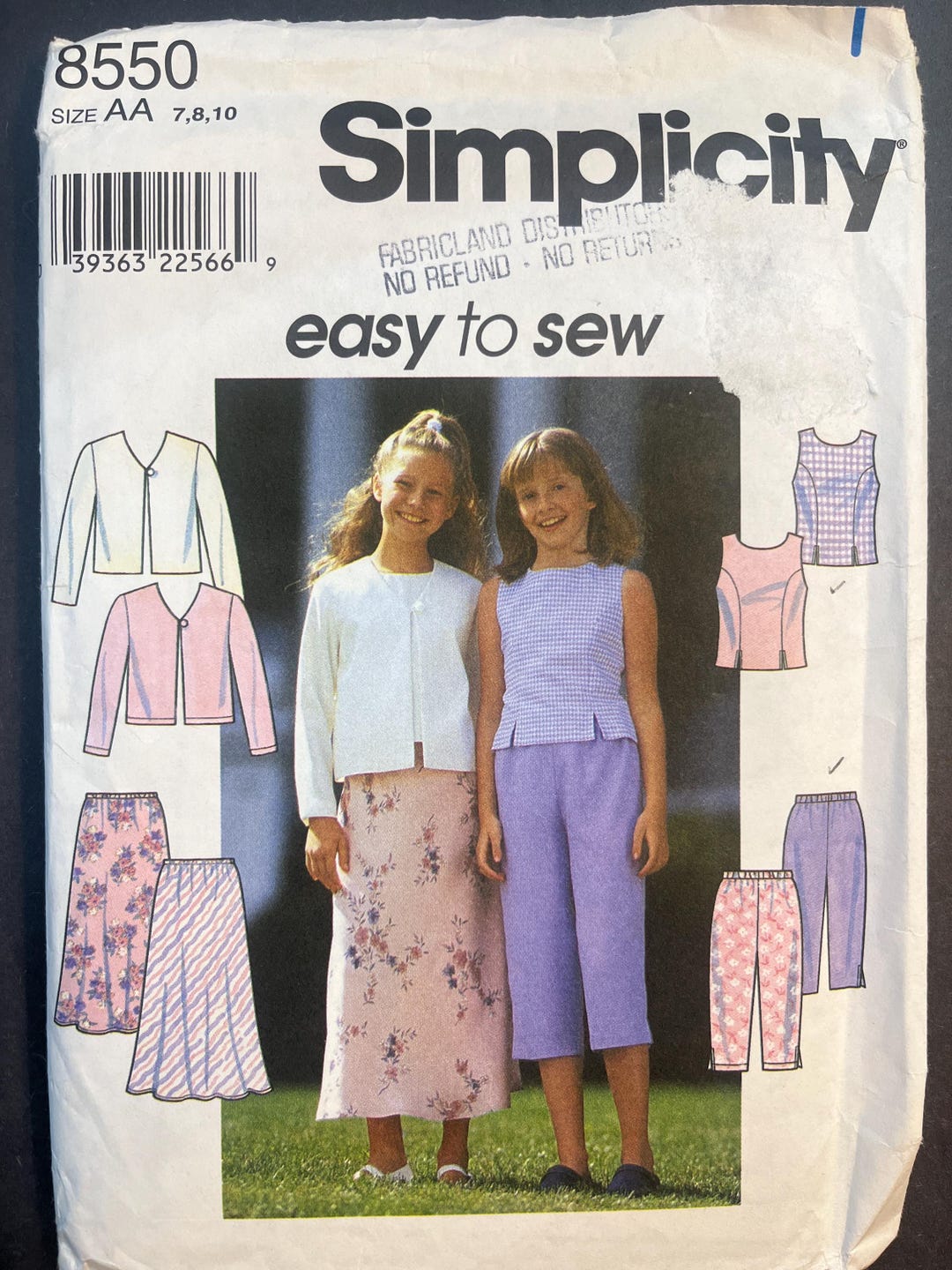 Sleeveless Top Jacket Skirt and Pants Girls Sewing Pattern Simplicity ...