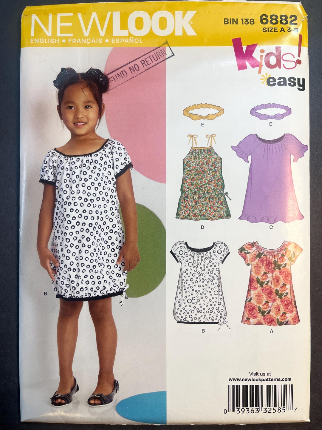 Childs Top in Four Variations Girls Sewing Pattern New Look 6882 Uncut ...