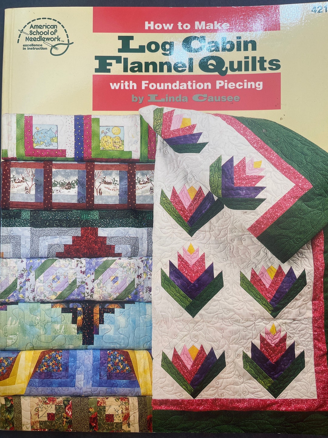 How to Make Log Cabin Flannel Quilts Quilting Pattern Instruction Book ...
