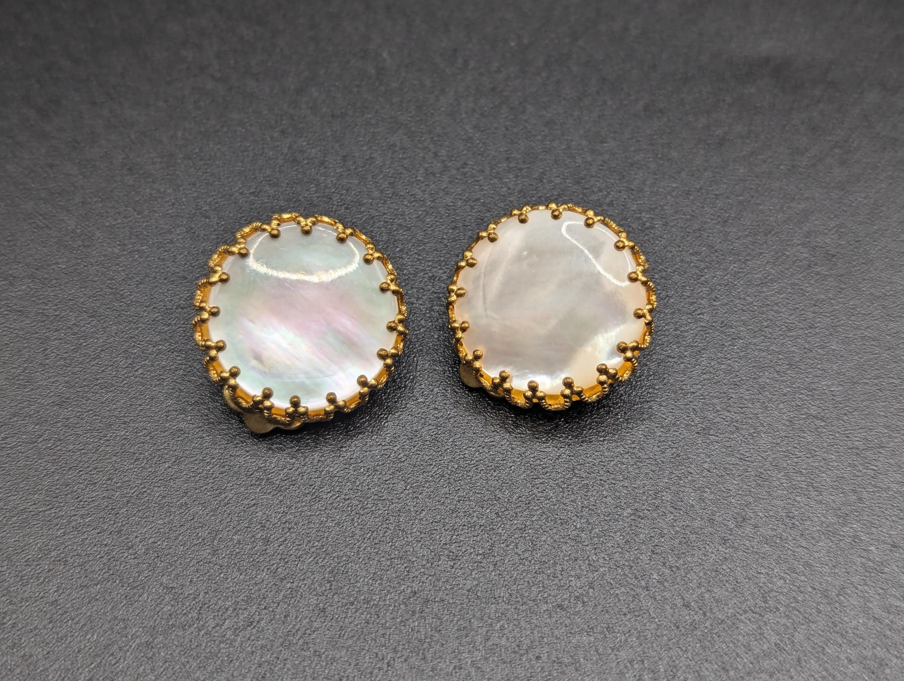 Mother of pearl clip on earrings store