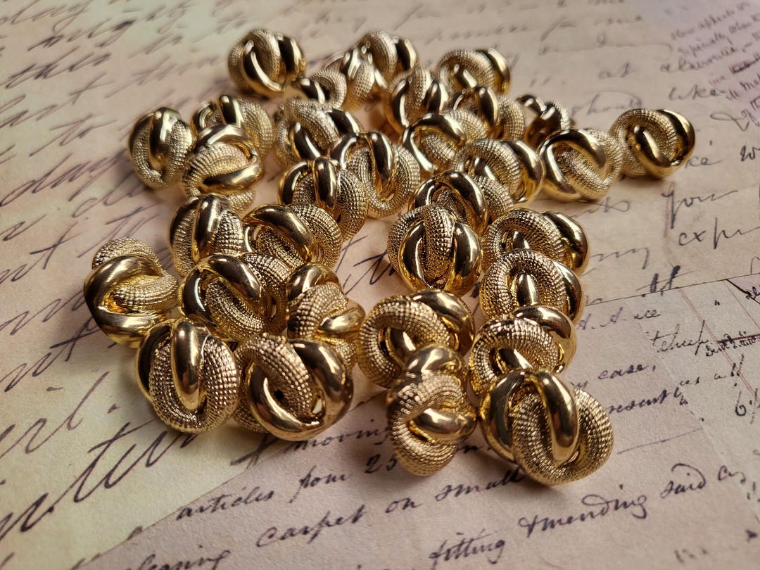 Gold Twist Knot Shank Buttons. Set of 10 Gold Shank 20mm Oval Buttons ...