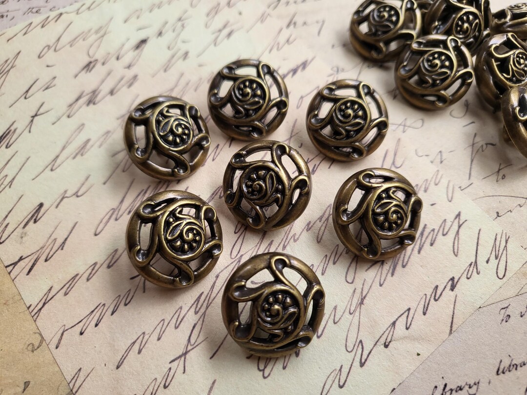 Large Bronze Metal Effect Filigree Buttons. Fairy Tale Whimsical ...